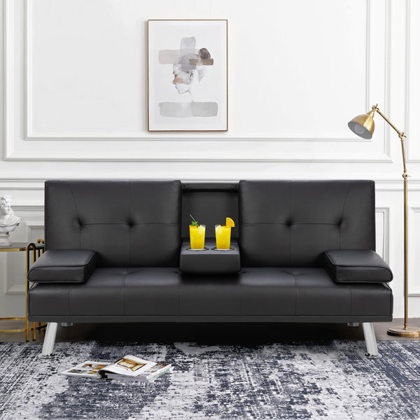 Zipcode Design™ Advait Twin 65.35" Faux Leather Split Back Convertible Sofa & Reviews | Wayfair